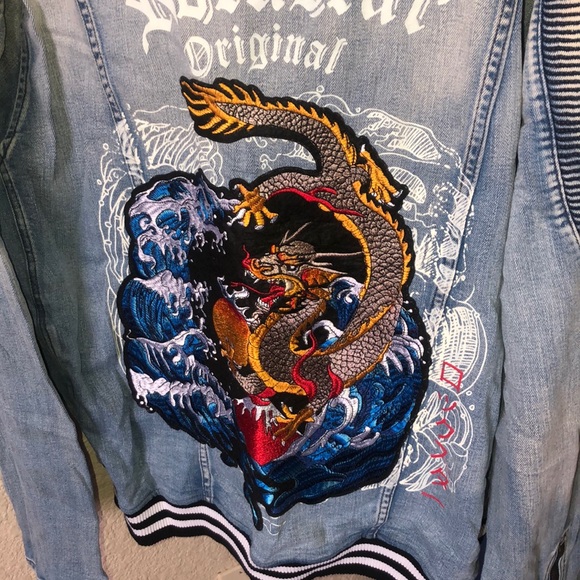 Rockstar | Jackets & Coats | Rockstar Mens Dragon Denim Jean Jacket Euc ...